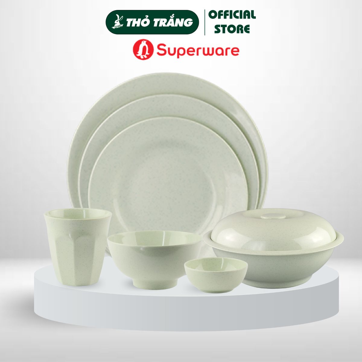 Bộ Chén Dĩa Gia Đình Màu Trắng Thương Hiệu Superware